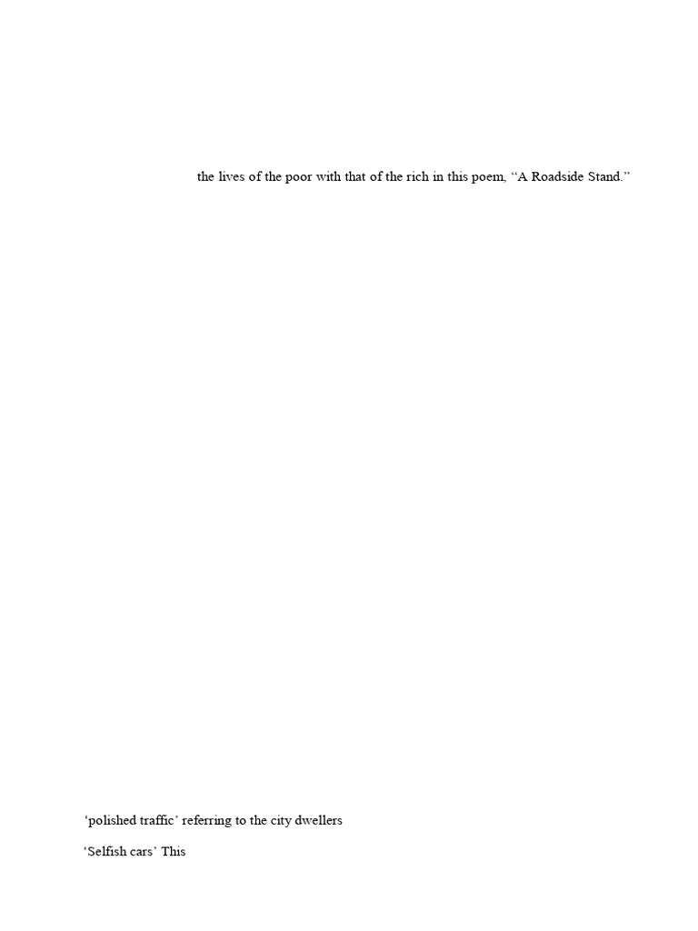 P5 A ROADSIDE STAND | PDF | Poverty | Poverty & Homelessness