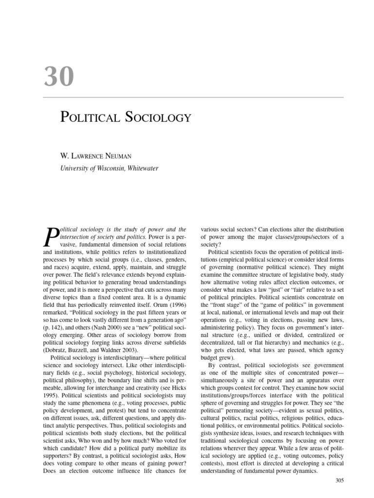 Unit I Intro - Neuman - Pol Socio | PDF | Sociology | Political Science