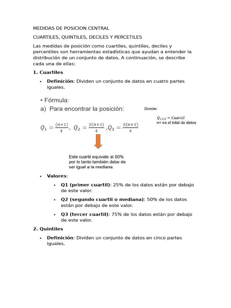 Cuartiles Definición | PDF | Cuantil | Mediana