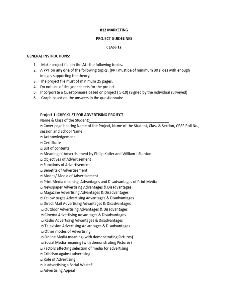 Marketing Project Guidelines | PDF | Advertising | Business