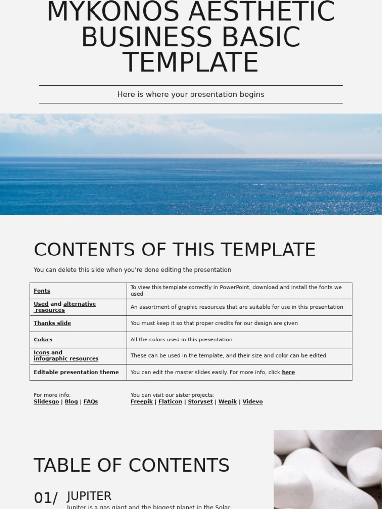 Mykonos Aesthetic Business Basic Template by Slidesgo | PDF | Planets | Mercury (Planet)