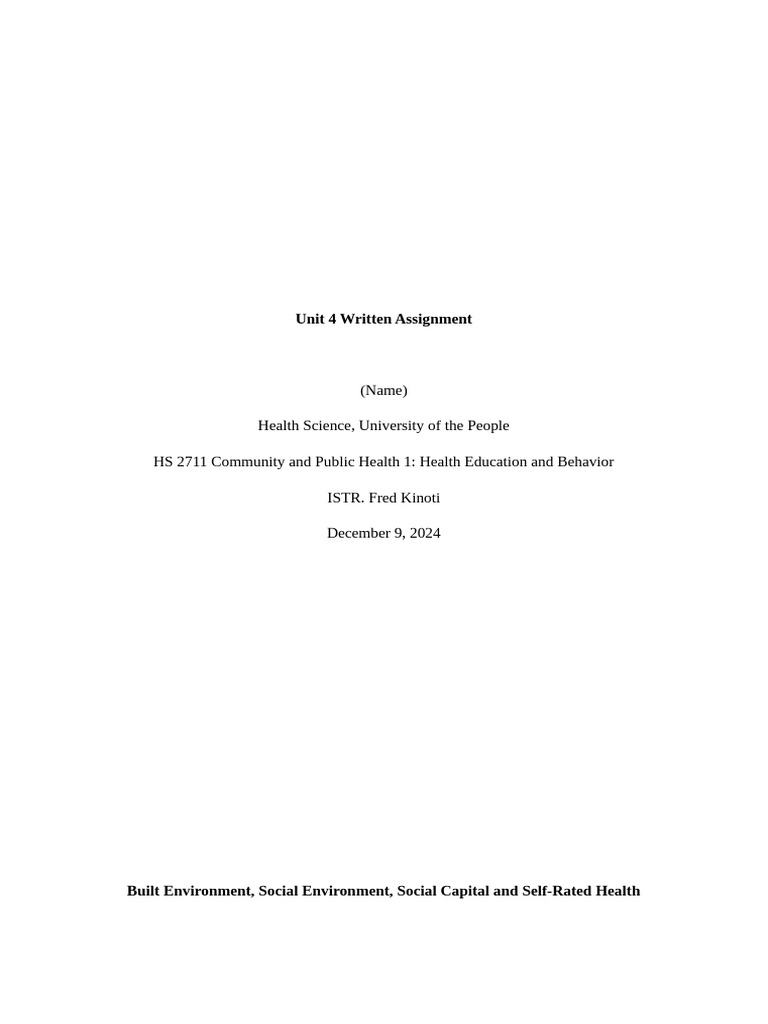 Unit 4 Written Assignment | PDF | Social Capital | Community
