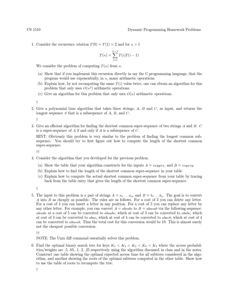Questions Dynamic Programming Pdf Dynamic Programming Time Complexity 