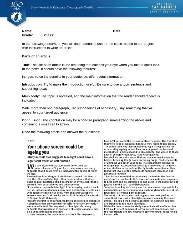 My Website Article Classwork | PDF