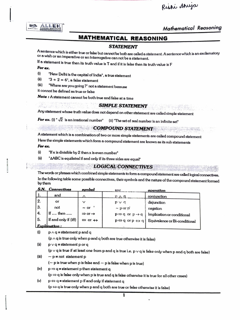 Logical Statements Guide | PDF | Semiotics | Logic