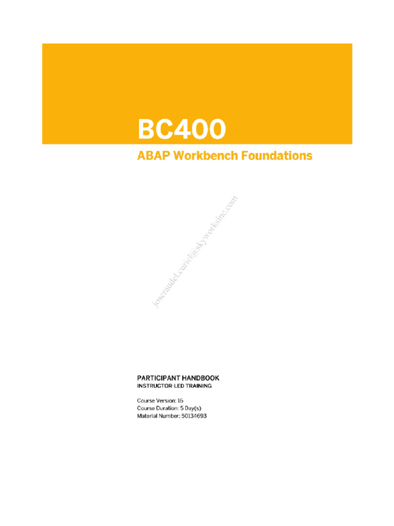 BC400 ABAP Workbench Foundations | PDF