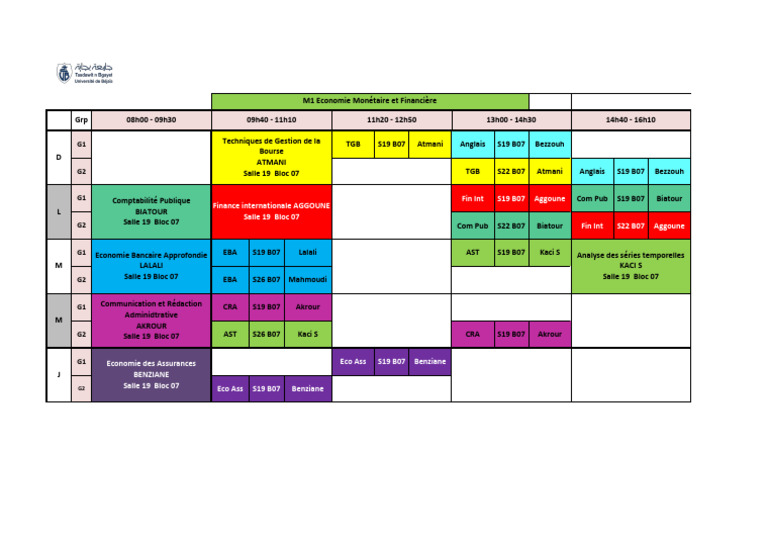 M1 EMF Emploi Du Temps S1 2024-2025 | PDF | Économie