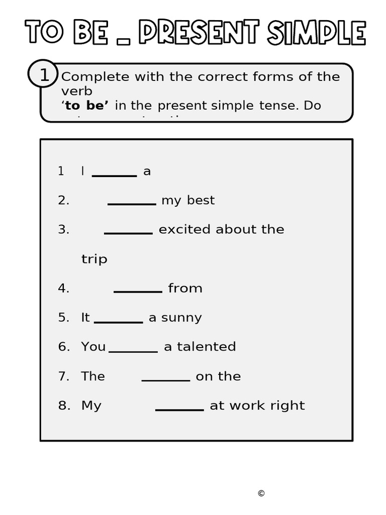 Present Simple 'To Be' Exercise | PDF