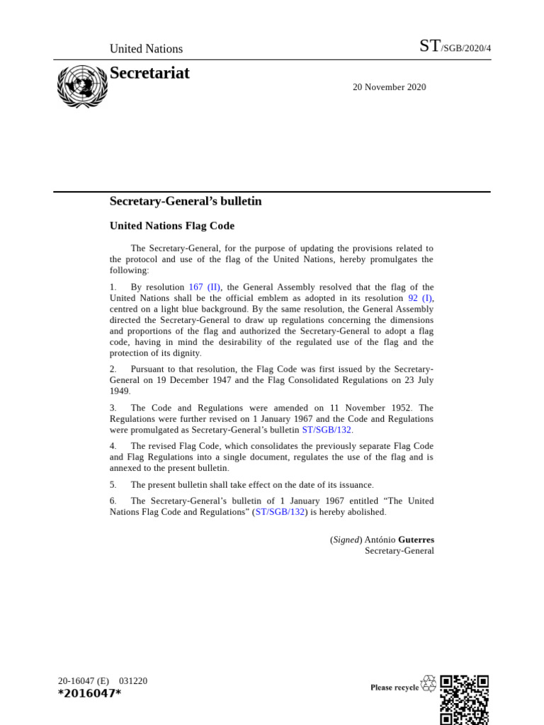 United Nations Flag Code Guidelines | PDF | Flag | Symbols