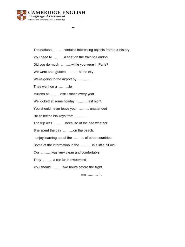 vocab b2 tourism | PDF