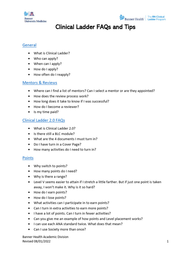 Clinical Ladder FAQs and Tips | PDF | Nursing | Intensive Care Unit