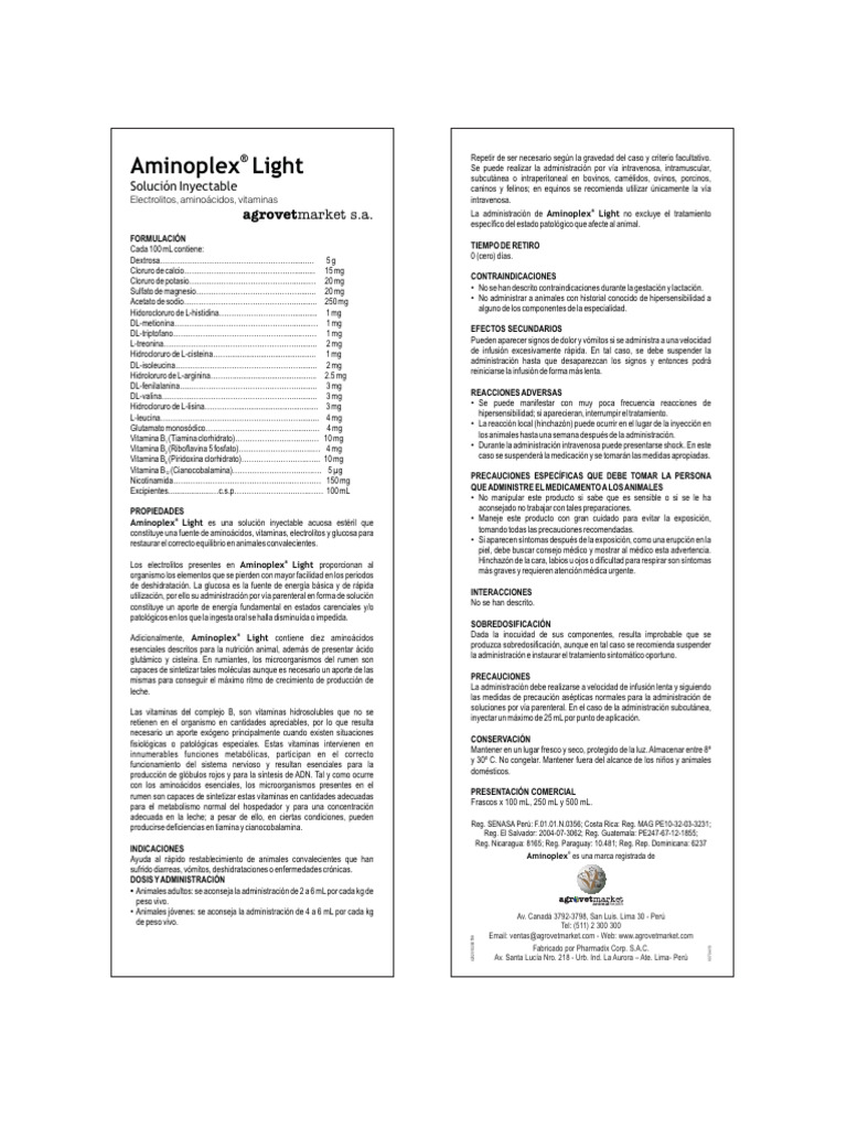 Aminoplex Light 16 | PDF | Vitamina | Electrólito