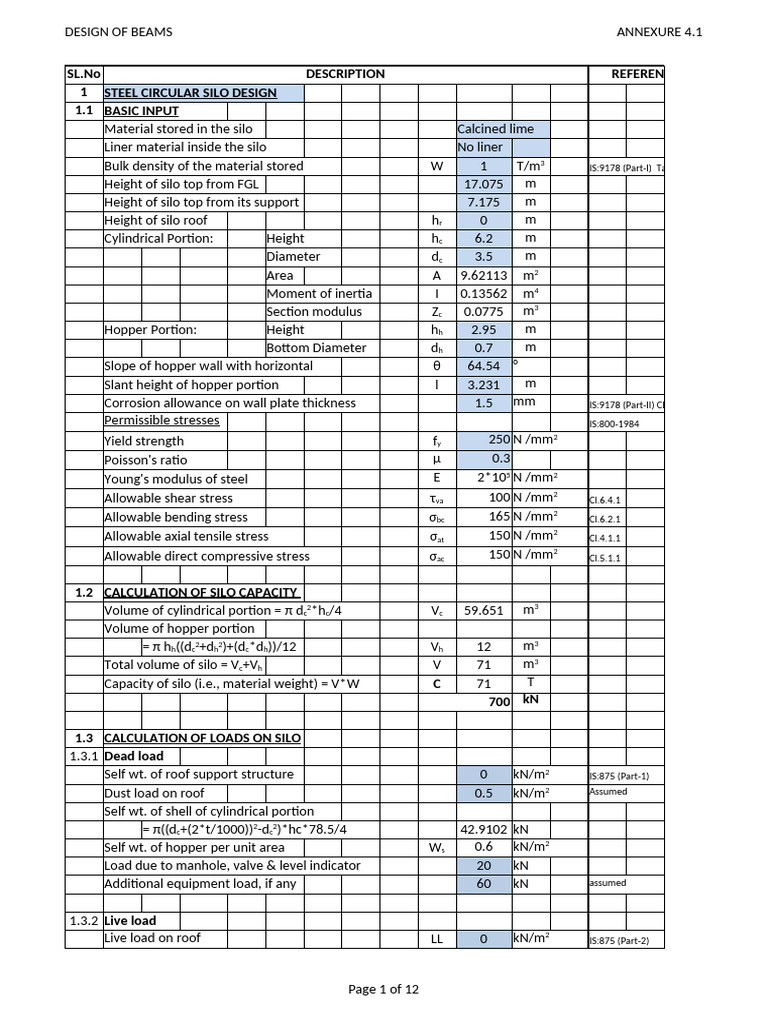 Steel Circular Silo Design | PDF | Bending | Stress (Mechanics)