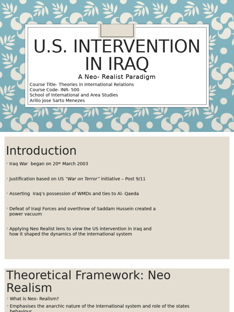 Neo-Realism and the Iraq War Analysis | PDF | Iraq War | International ...