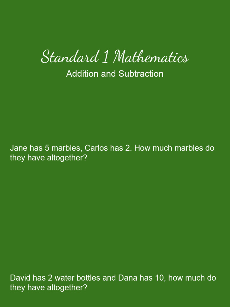 Standard 1 Mathematics | PDF