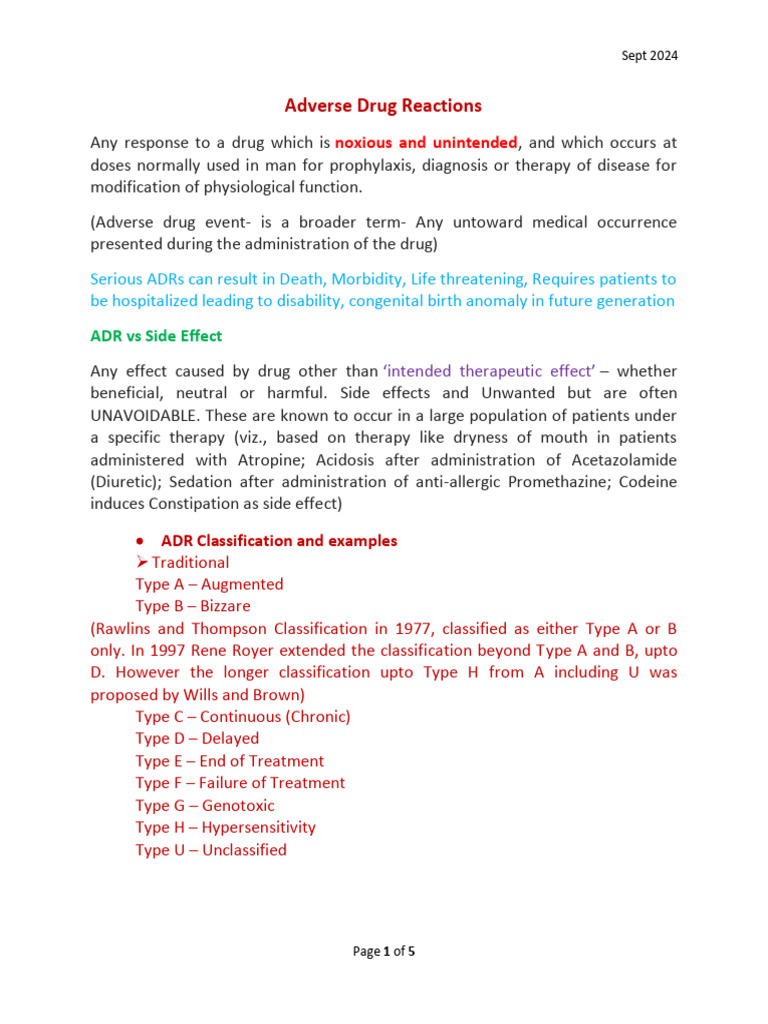 Understanding Adverse Drug Reactions | PDF | Adverse Effect | Dose ...