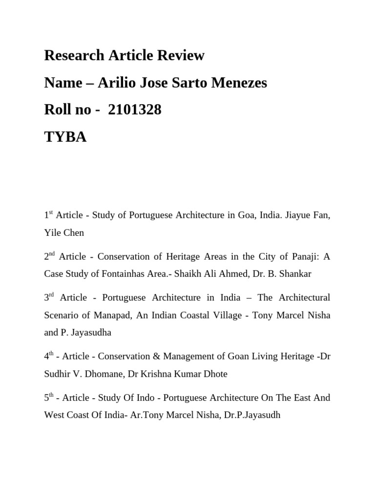 Review of Research Articles | PDF | Science