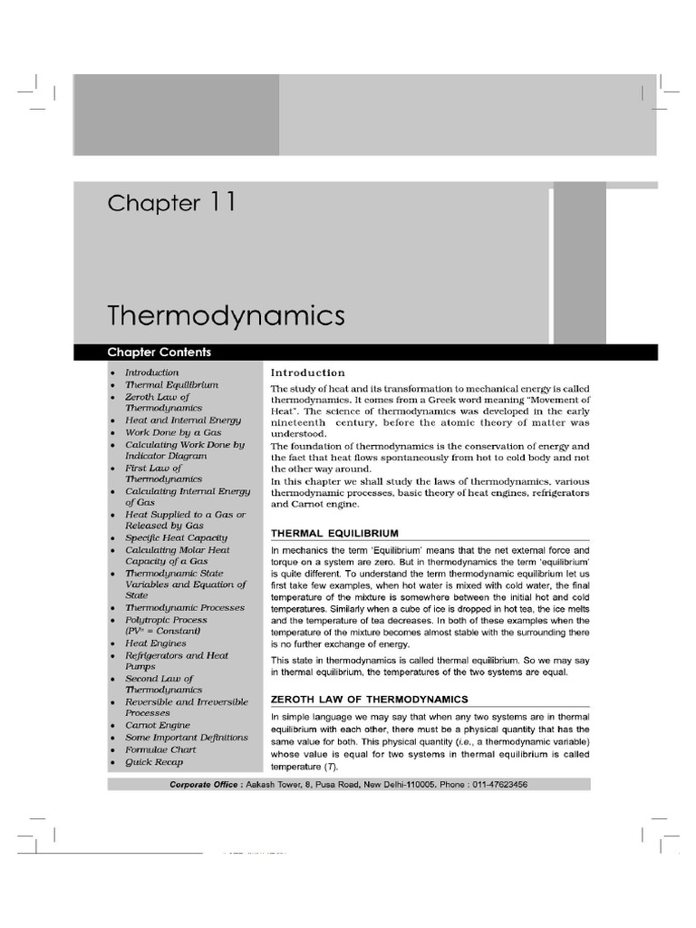 Engg Xi - Phy - Chap 11 Thermodynamics (2022 23) | PDF