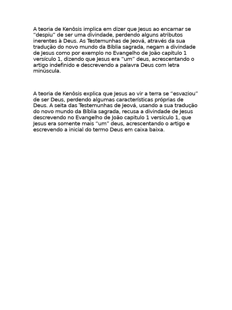 A Teoria de Kenôsis | PDF