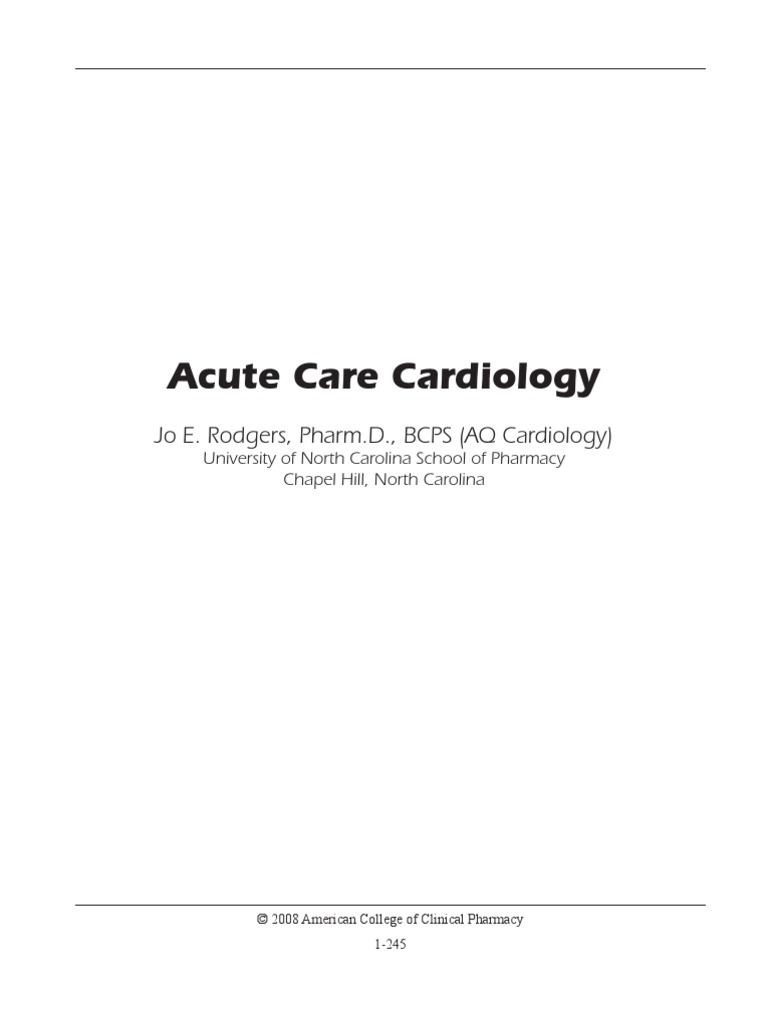 9 Acute Care Cardiology - Critical Care & Fluids | PDF | Cardiac ...