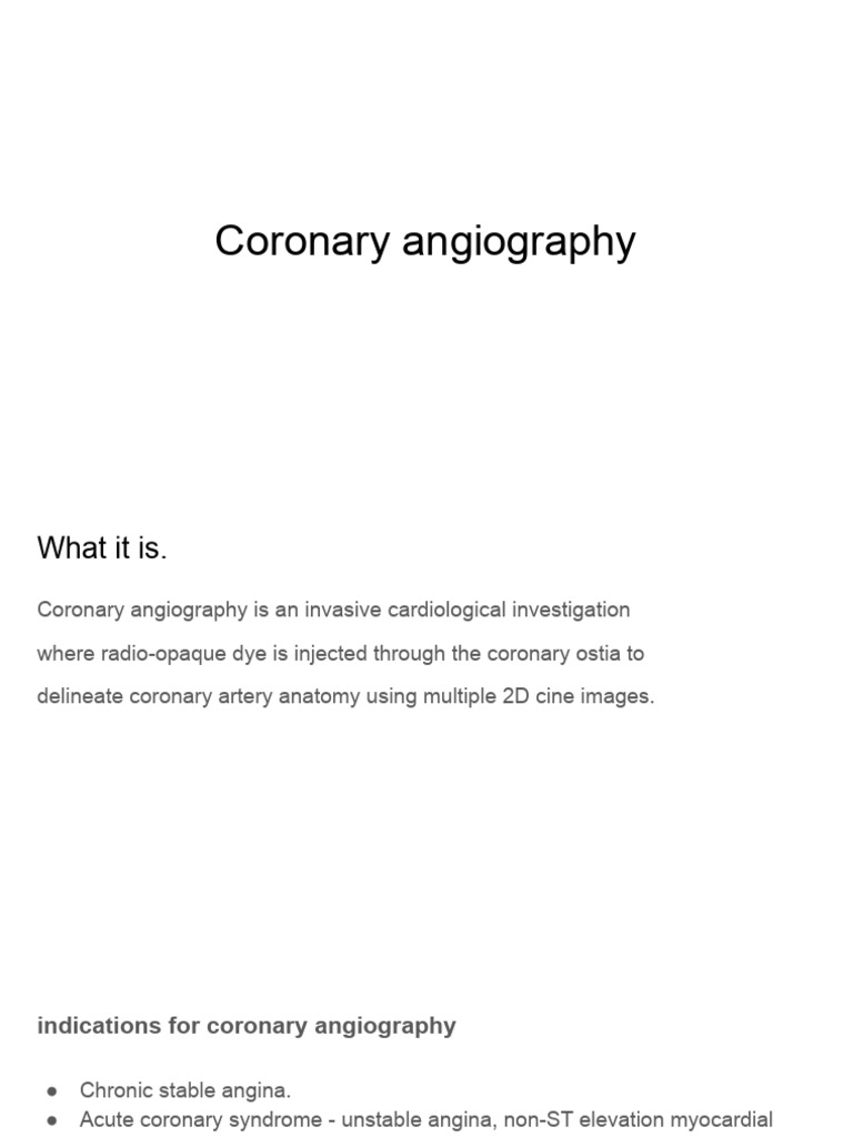 Understanding Coronary Angiography Pdf Myocardial Infarction