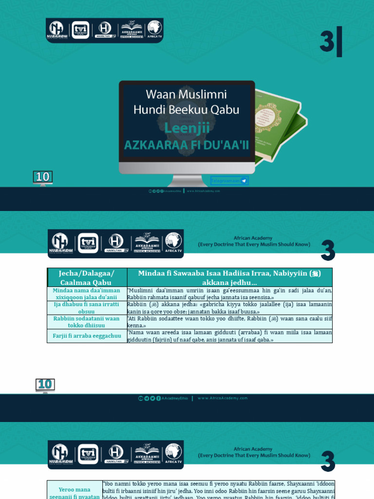 Guyyaa 5ffaa - (10) AZKAARAA FI DU'AA'II PDF | PDF