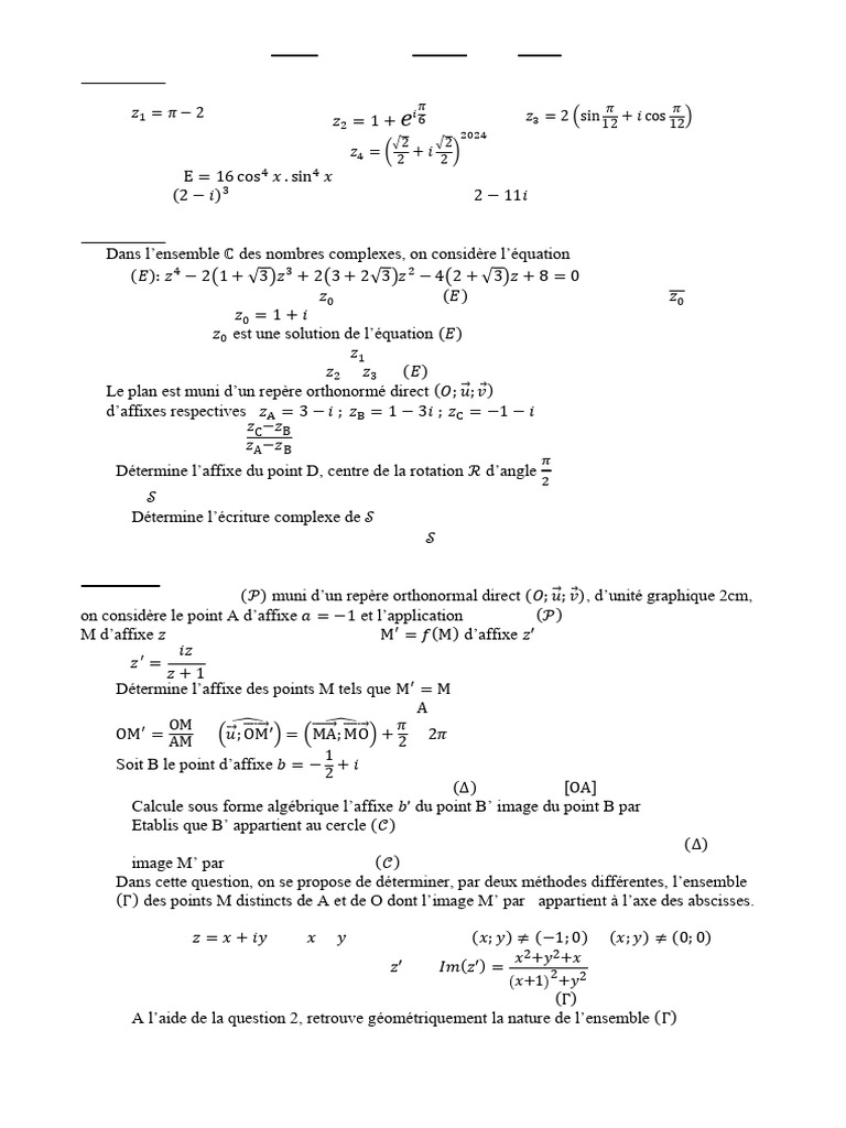 Corrigé Bac SVT 2022 et Maths | PDF | Nombre complexe | Géométrie