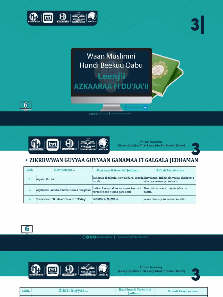 Guyyaa 3ffaa-(6) AZKAARAA FI DU'AA'II (PDF) | PDF