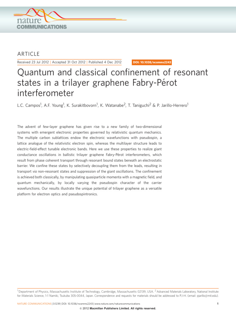 Quantum and Classical Con Nement of Resonant States in A Trilayer ...