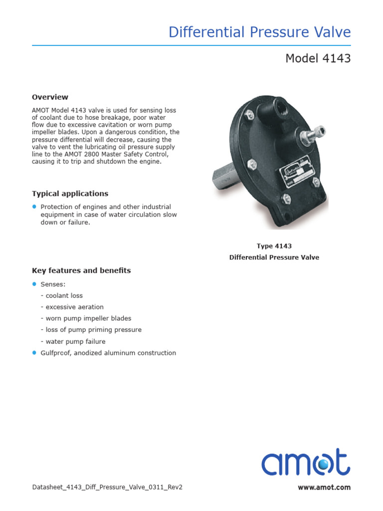 AMOT Model 4143 Differential Valve | PDF | Pump | Valve