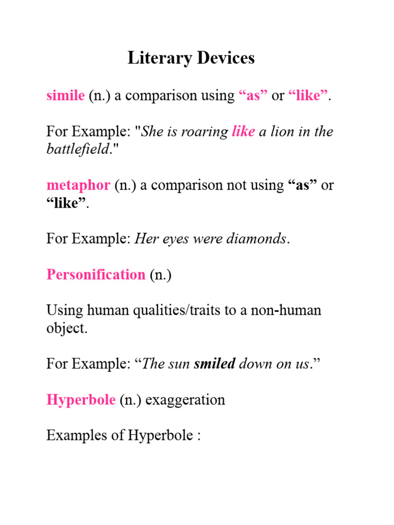AP English Literary Devices - Definitions and Examples | PDF | Senses | Paradox