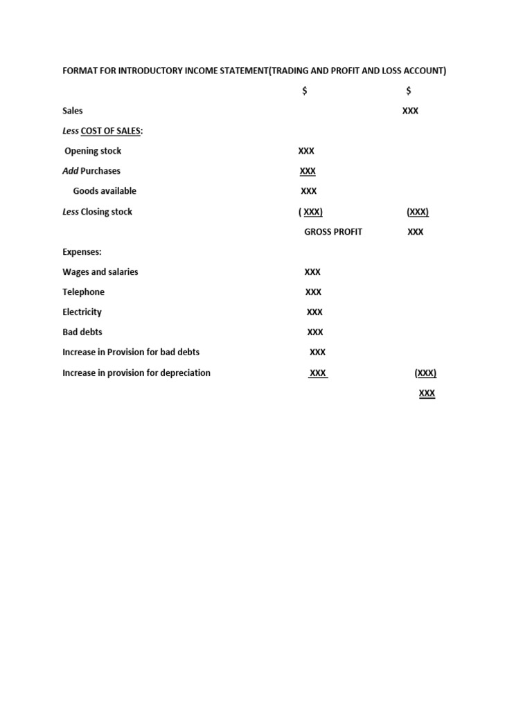 Basic Fomat For Inc Statement | PDF