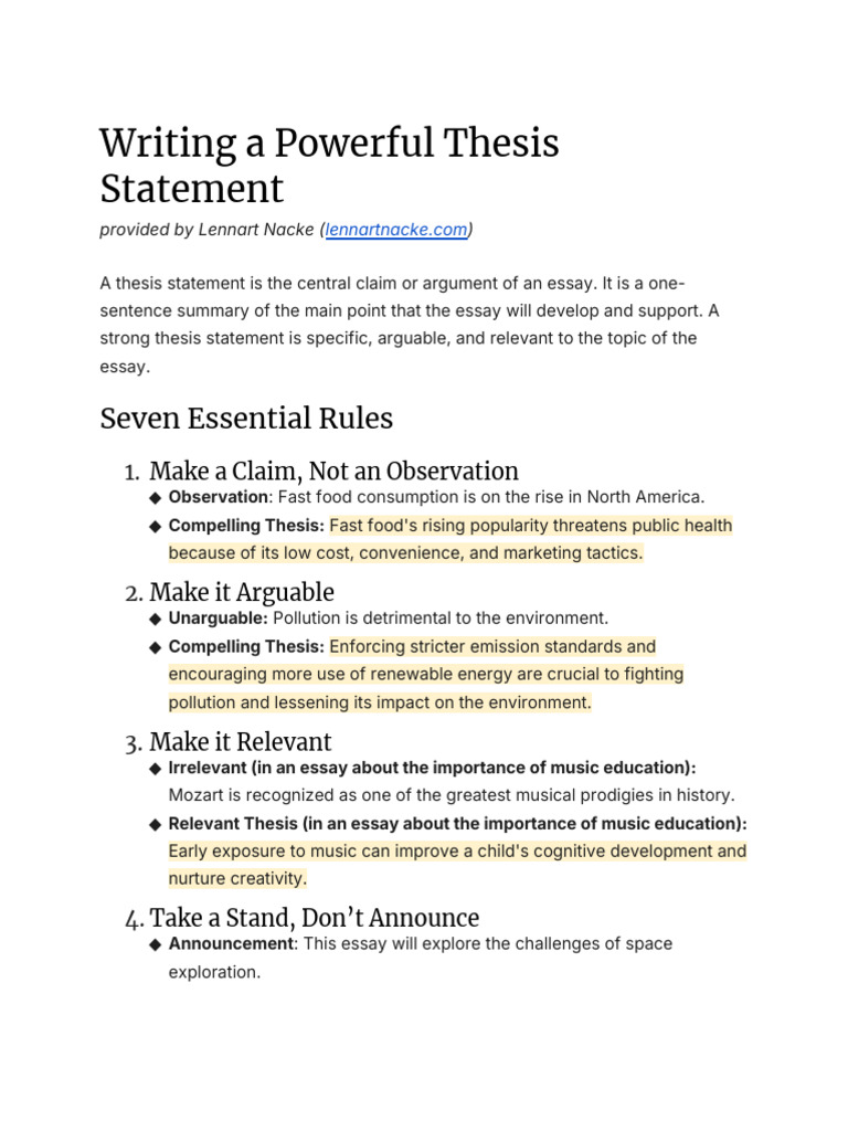 Crafting Effective Thesis Statements | PDF | Essays