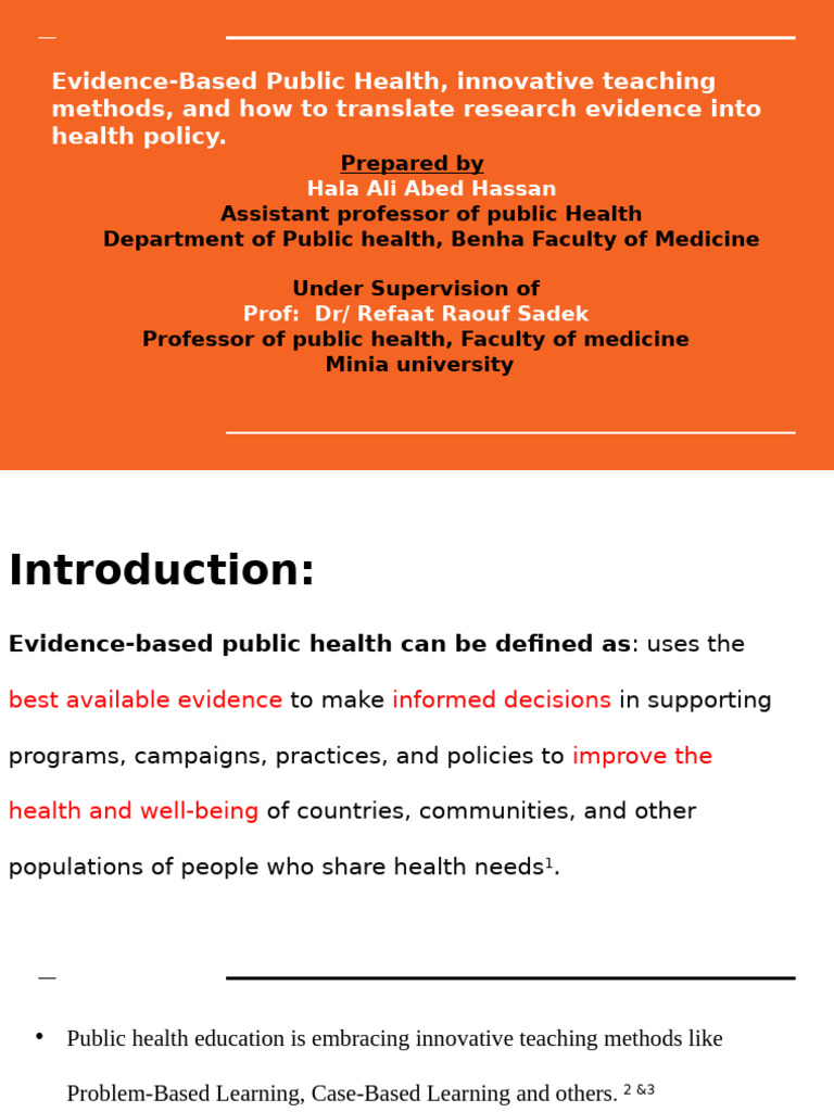 Evidence-Based Public Health Strategies | PDF | Public Health | Policy