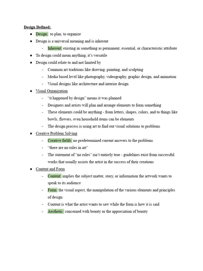 Chapter 1 - Design Process Notes - Rianna Alexis Mateo | PDF | Thought ...