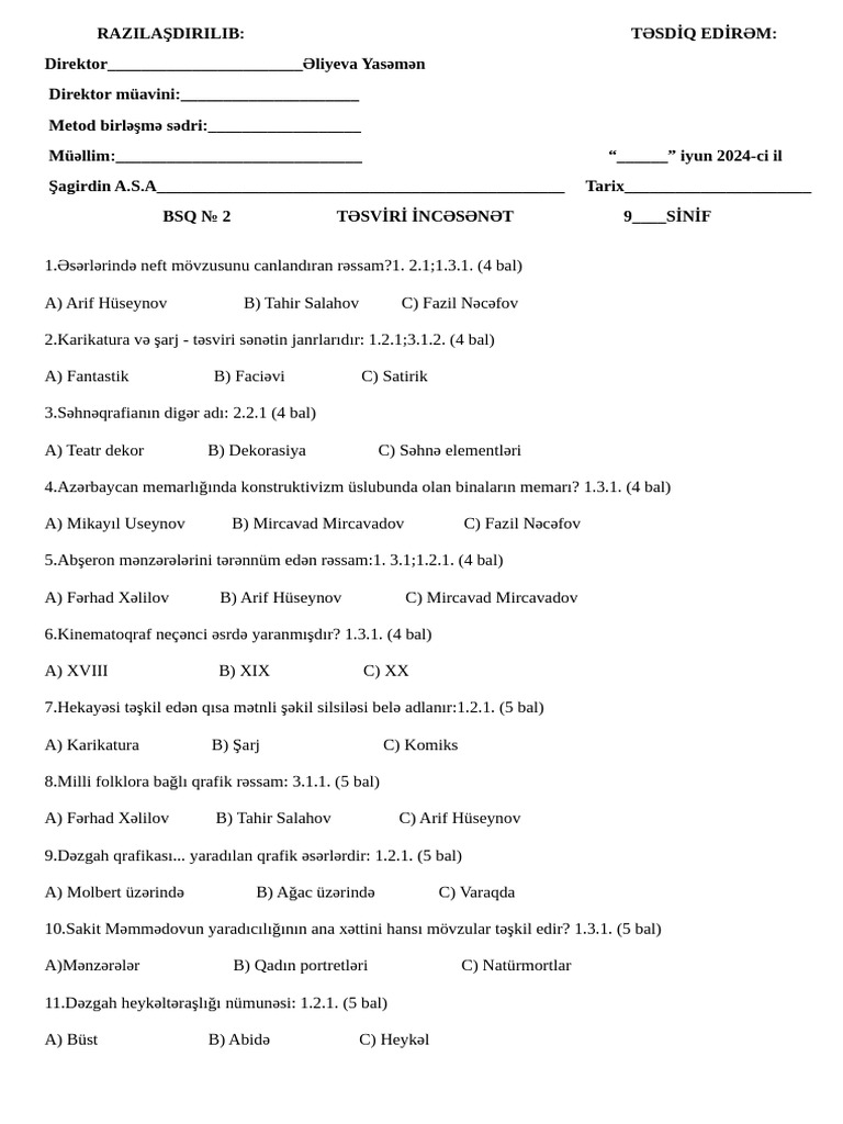 Təsviri BSQ 2 2024 | PDF