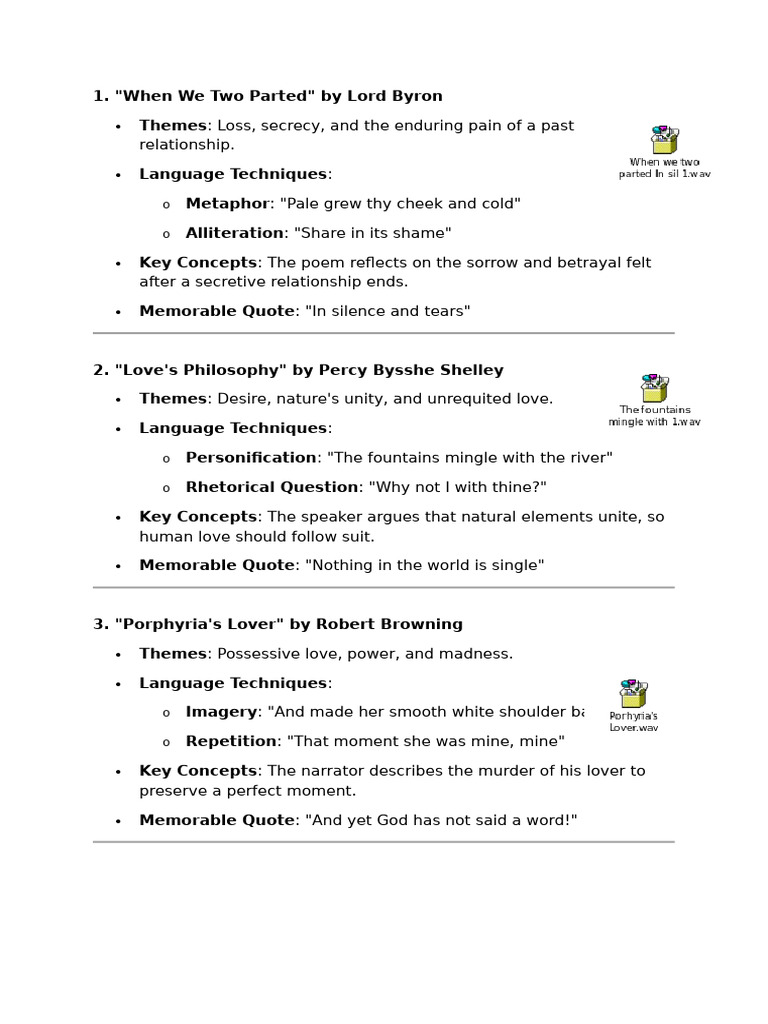 Analysis of Love and Loss in Poetry | PDF | Love | Poetry