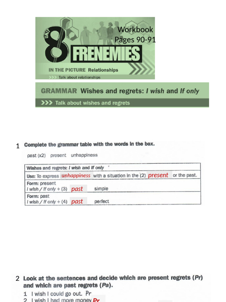Unit 8 Grammar 1 Workbook | PDF