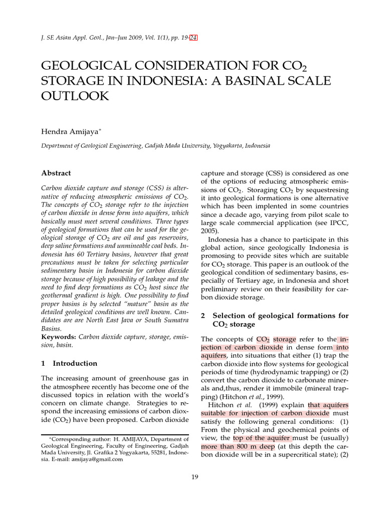 Geological Consideration for CCS in Indonesia (A Basinal Scale) | PDF ...