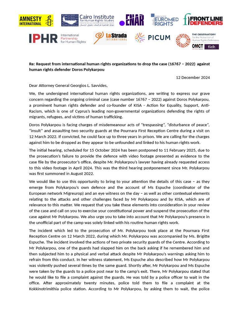 Joint Letter To MR Savvides | PDF | Prosecutor | Justice