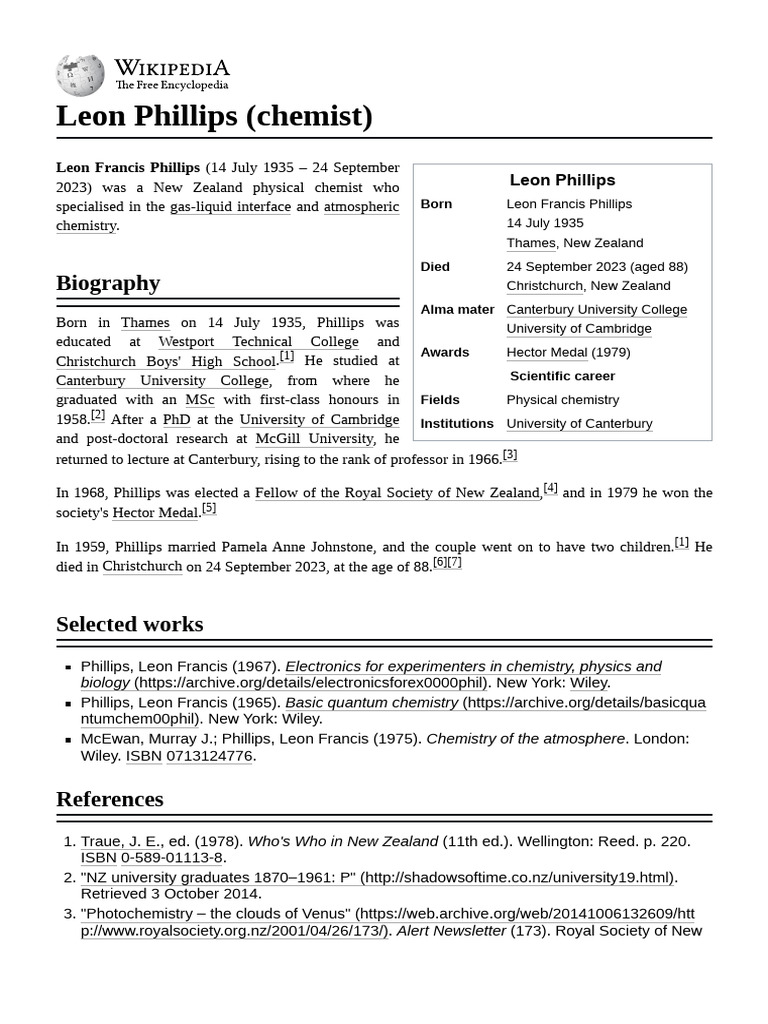 Leon_Phillips_(chemist) | PDF | Chemistry | Physical Sciences