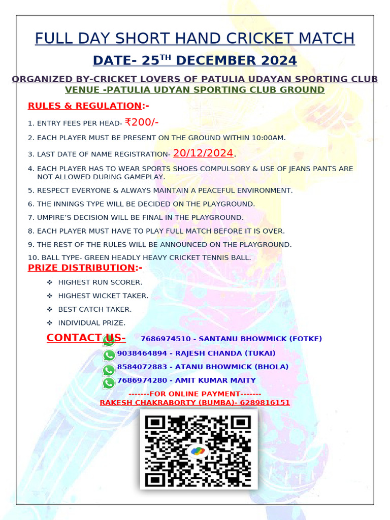 Full Night Short Hand Cricket Match Final 25-12-2024 | PDF