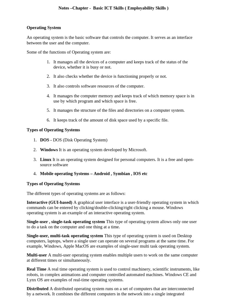 Basic Ict Skills (Class X) | PDF | Operating System | Antivirus Software