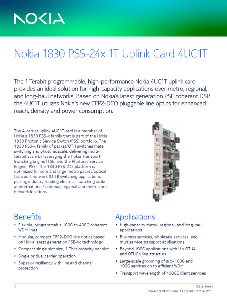 Nokia 1830 PSS 24x 4UC1T Data Sheet en | PDF | Wavelength Division ...