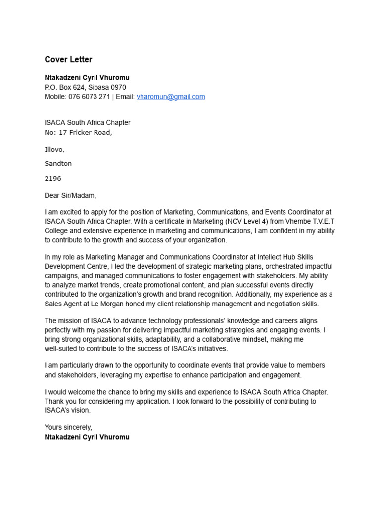 Sample Cover Letter | PDF