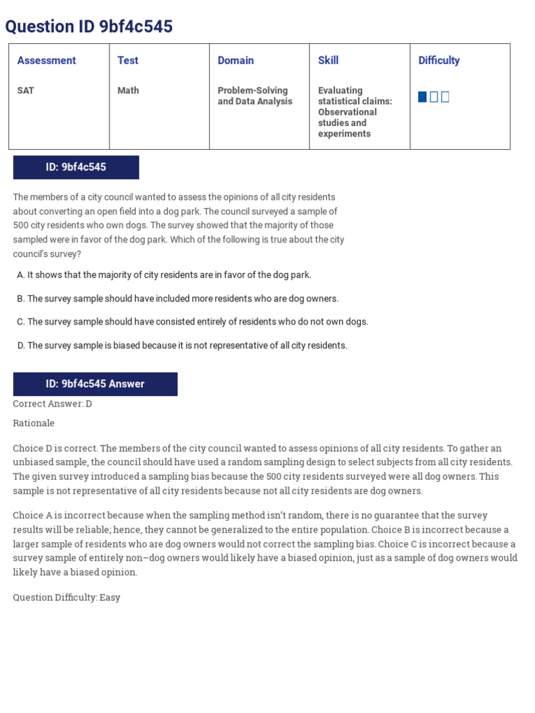 Survey Bias and Statistical Claims Analysis | PDF | Survey Methodology ...