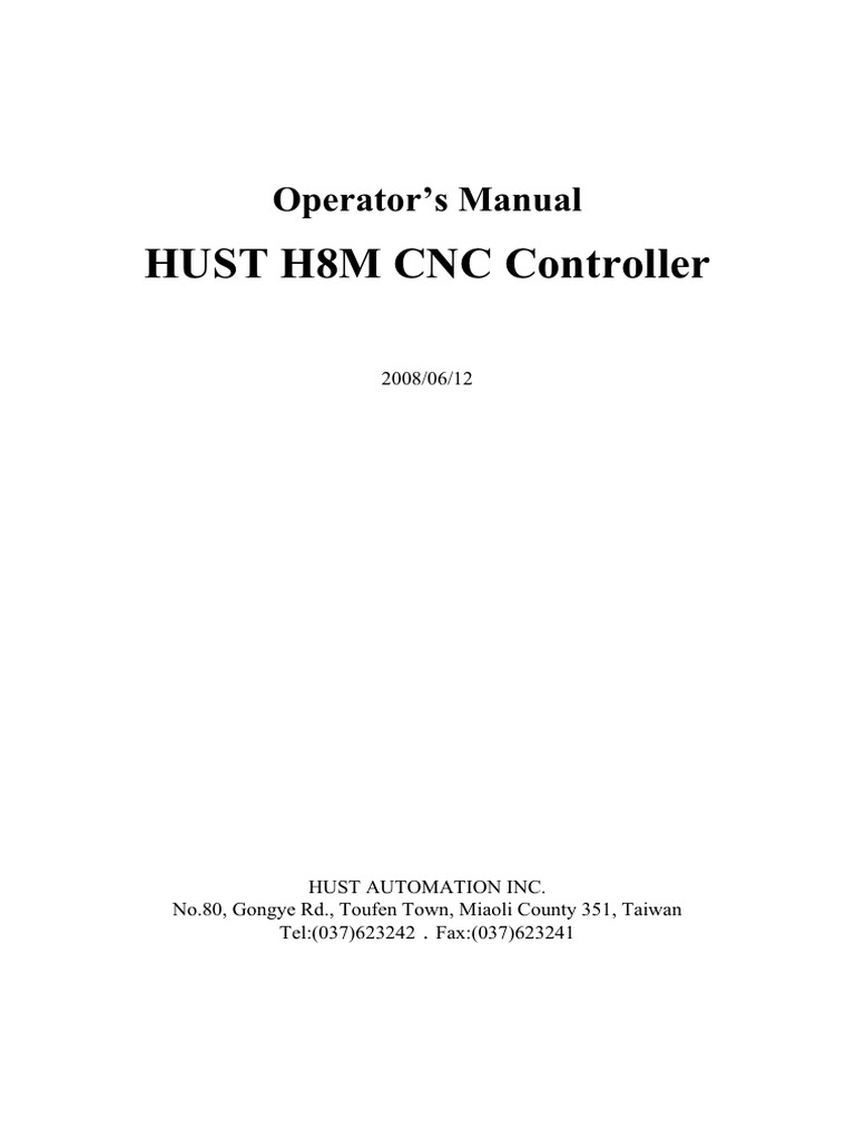 HUST H8M CNC Controller Manual | PDF | Numerical Control | Computer ...
