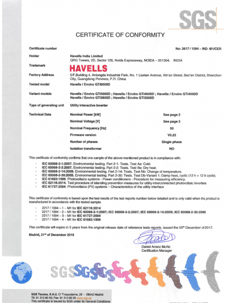3-6KW-IEC62116 HAVELLS | PDF