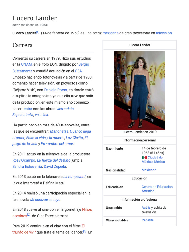 Lucero Lander - Wikipedia, La Enciclopedia Libre | PDF