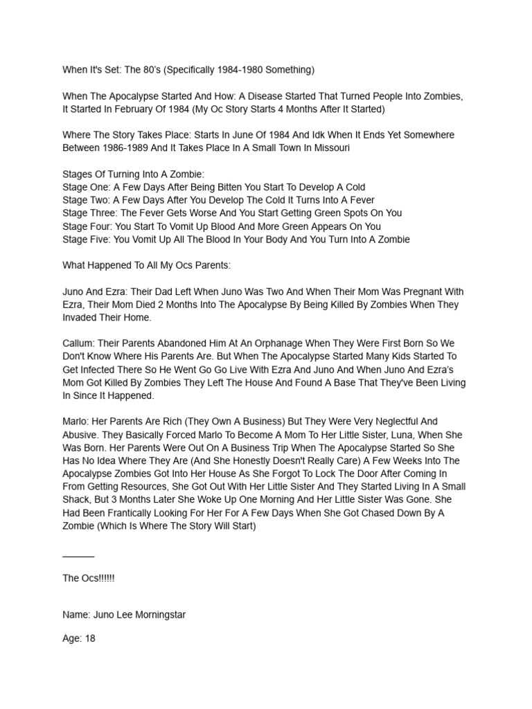 1984 Zombie Apocalypse OC Story | PDF | Human Sexuality | Lgbt